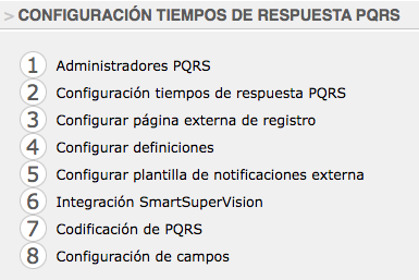 Realiza la configuración de PQRS