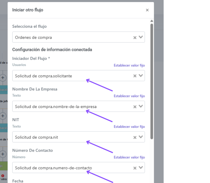 Cómo configurar el paso tipo Iniciar otro flujo en flow
