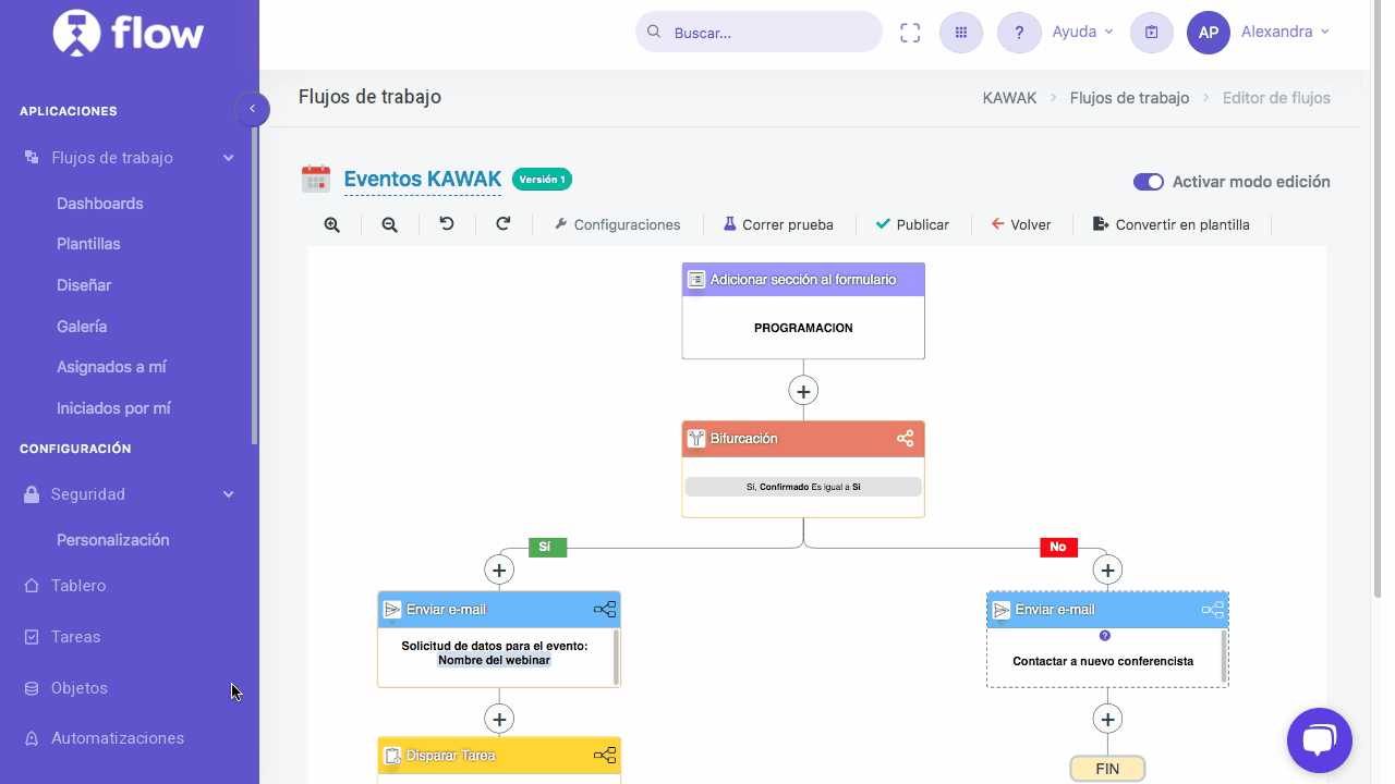 Cómo configurar el paso: Registro de objetos en flow