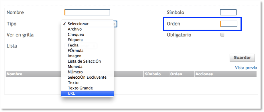 Crea el contenido de un formato tipo: Formulario