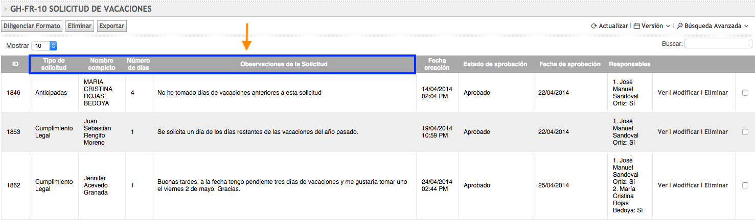 Crea el contenido de un formato tipo: Formulario